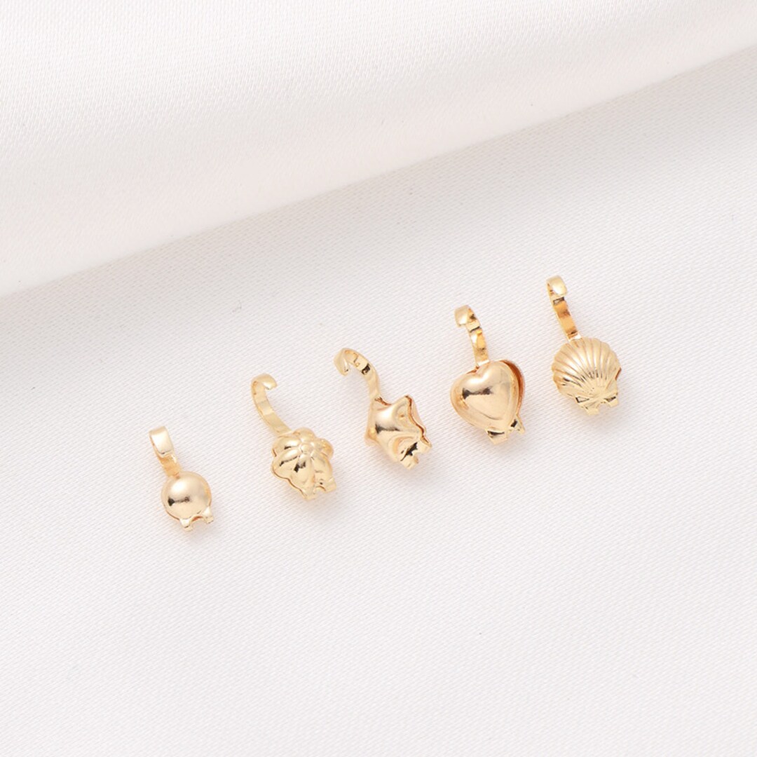 14K Gold Plated Clamshell Bead Tips, Gold Tone End Tip Cover for ...
