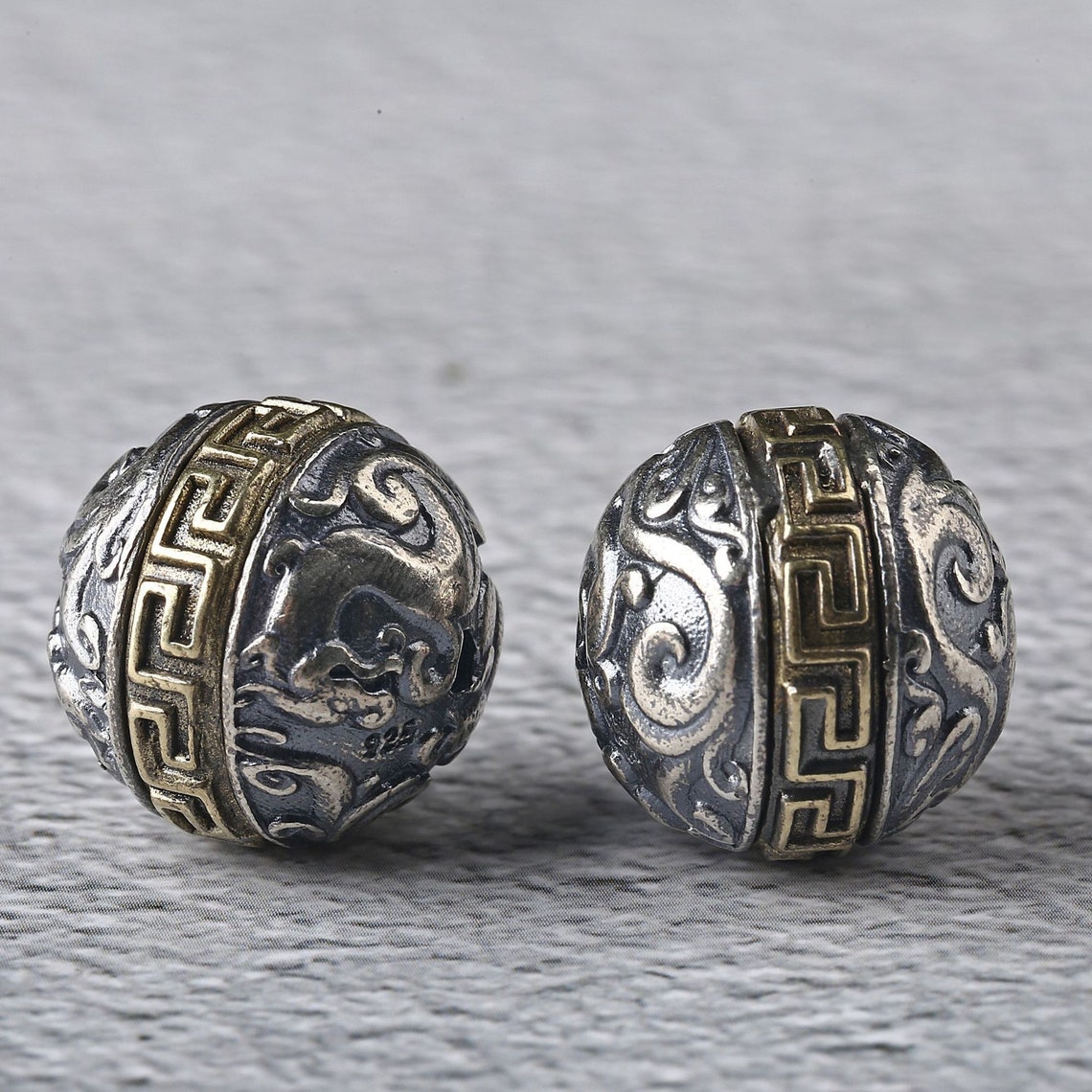 Sterling Silver Greek Key Beads Silver Swirl Spiral Beads - Etsy