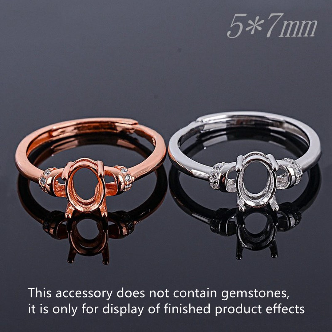 Sterling Silver Oval Ring Setting, Oval Ring Head, 925 Silver Ring Prong Setting With Claw, Ring ...