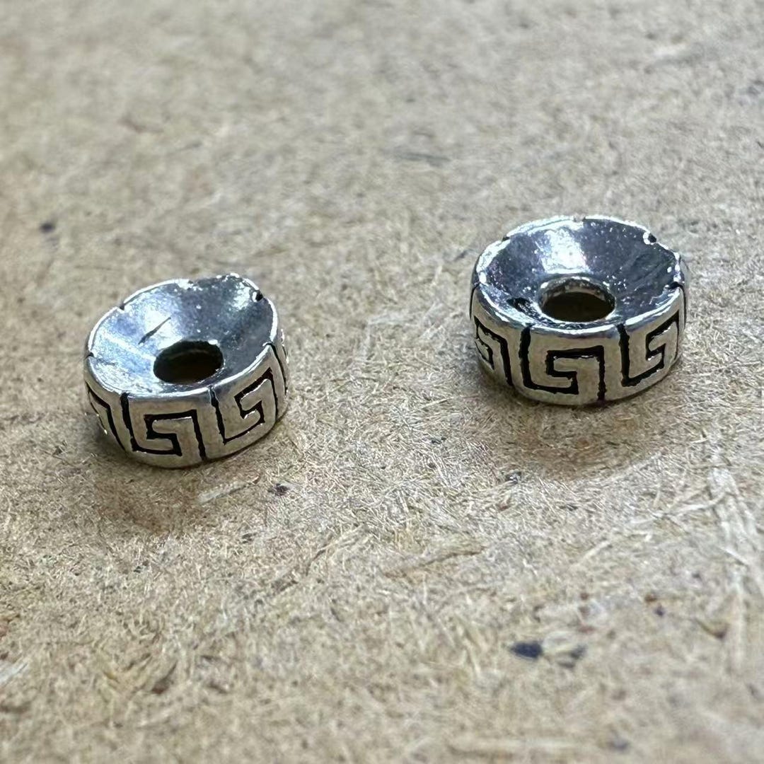 Sterling Silver Greek Key Beads, Bracelet Spacer (2pcs) - Etsy