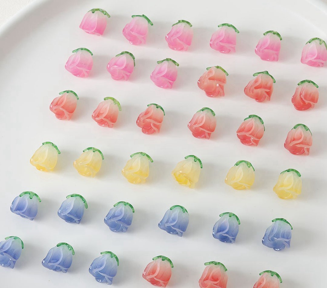 Resin Tulips Flower Beads Acrylic Flower Buds Beads Plastic - Etsy