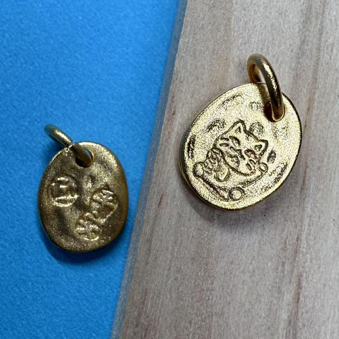 Gold Plated Good Lucky Charm, Good Fortune Charm, Leaf Charm,coin Charm ...
