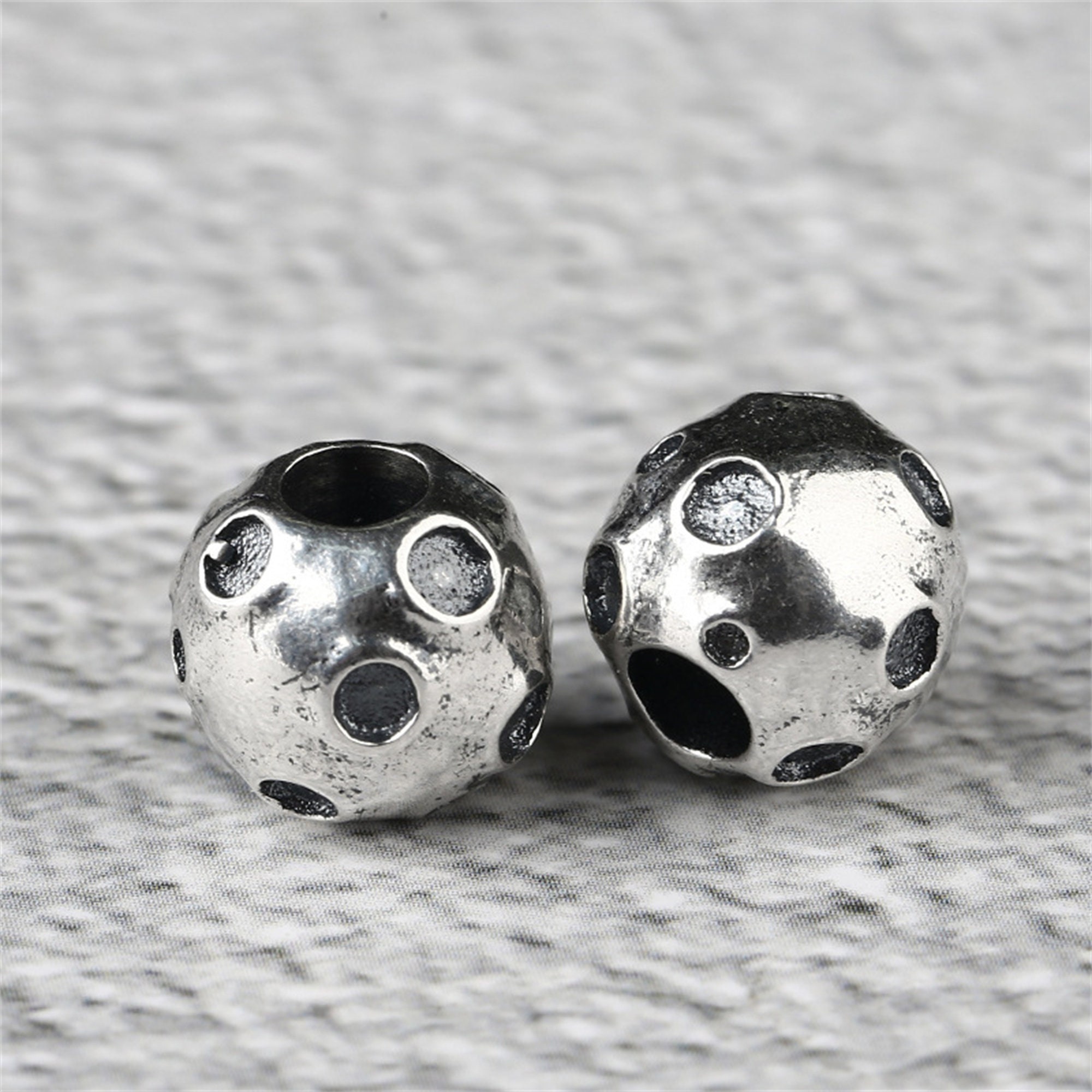 Sterling Silver Rock Beads, Concave Bead, Gemstone Bead, Mineral Bead ...