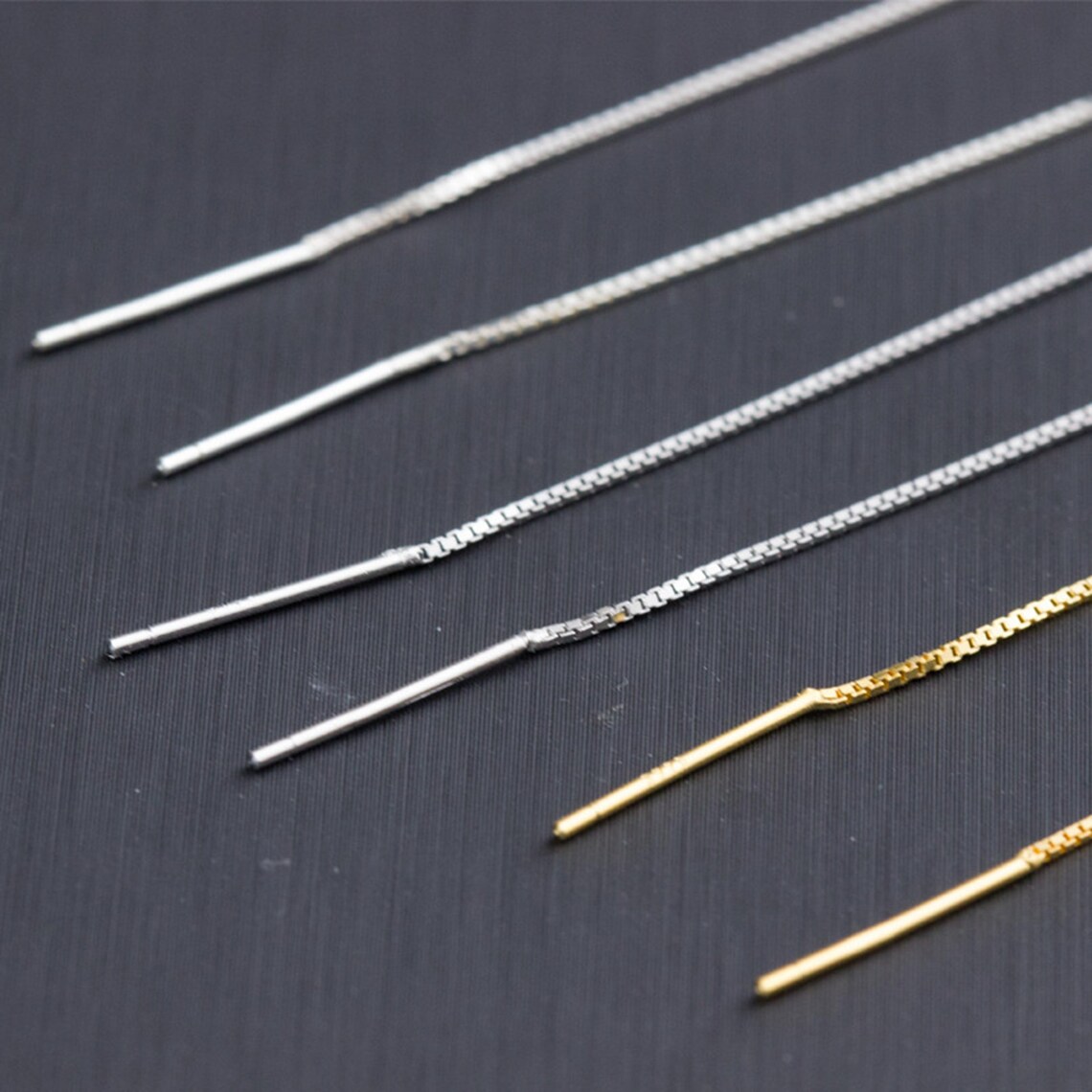 Sterling Silver Gold Plated Snake Chain Earring Threader W/ - Etsy