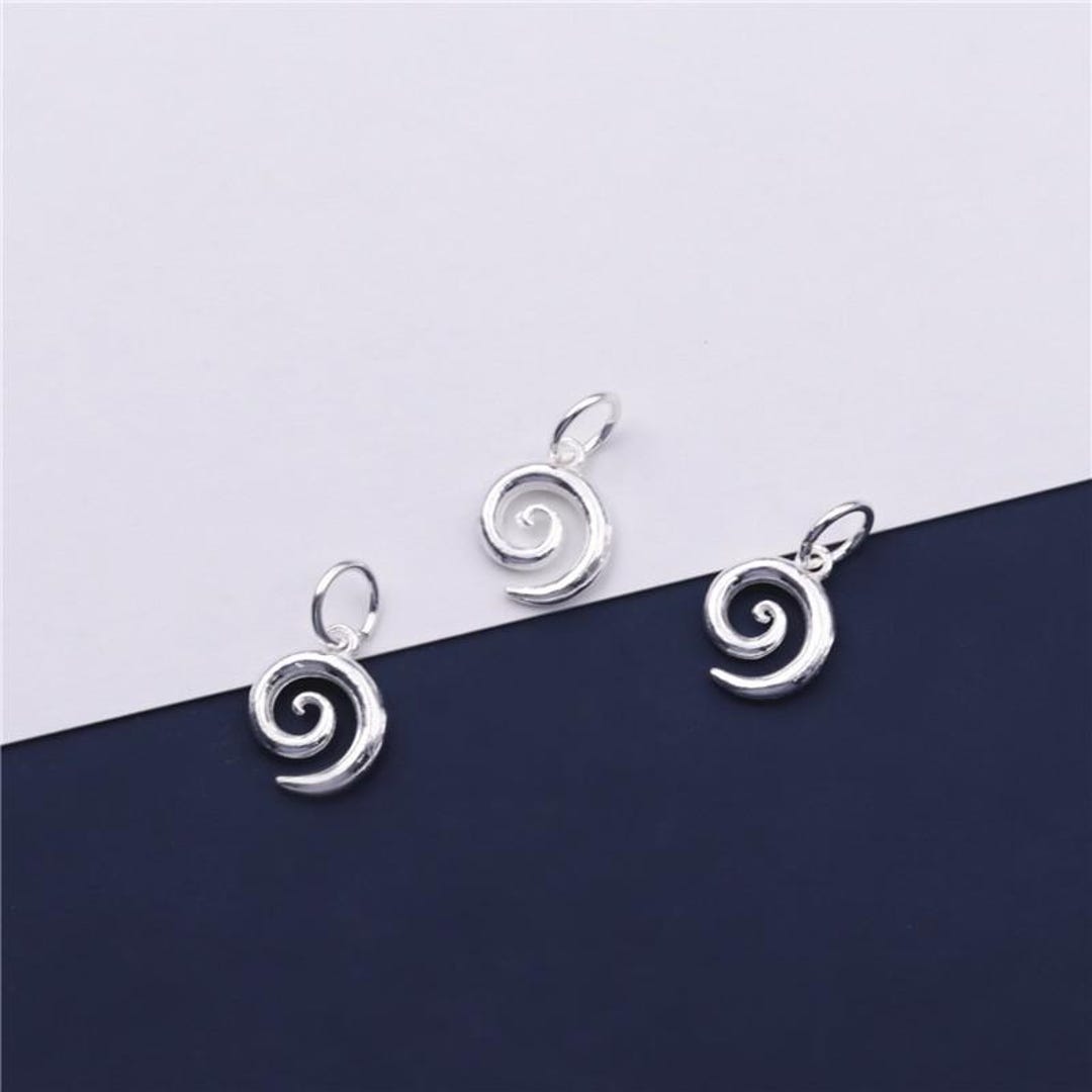 Sterling Silver Spiral Charm Pendant, Swirl Bracelet, Winding Necklace ...