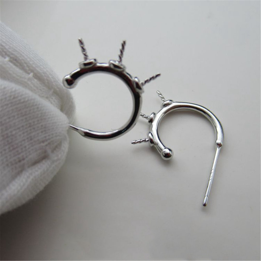 Sterling Silver Ear Wires With Screw Peg Mountings for Half Drilled ...