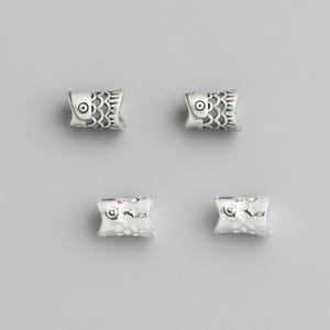 Sterling Silver Fish Beads, Tube Bead, Sea Life Bead, Ocean Bead ...