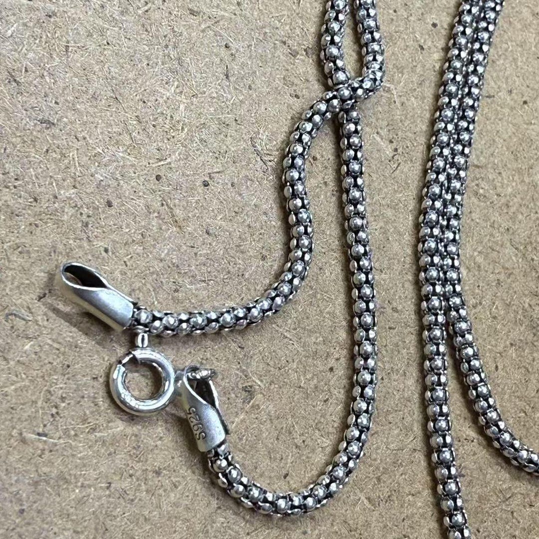 Sterling Silver Popcorn Chain With Spring Ring Clasp, Silver Bubble ...