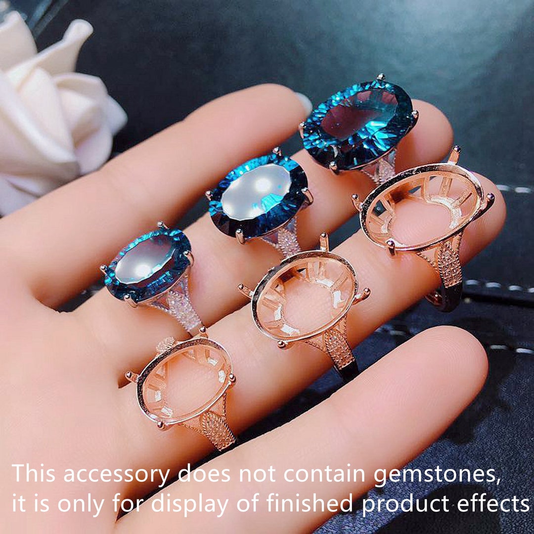 Sterling Silver Oval Ring Setting, Oval Ring Head, 925 Silver Ring Prong Setting With Claw ...