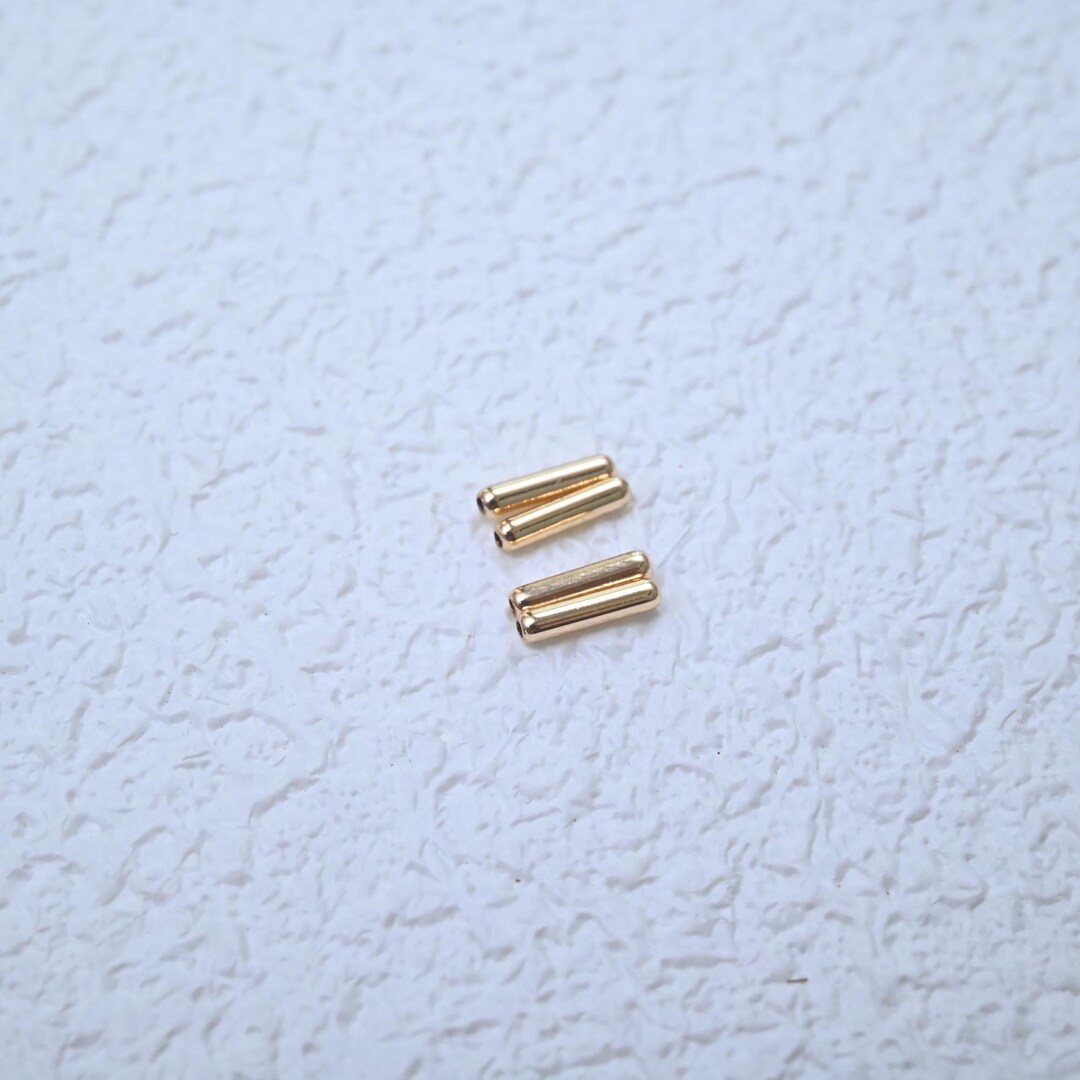 14K Gold Plated Plain Tube Tubes, Gold Tone Noodle Tube Beads, Gold ...