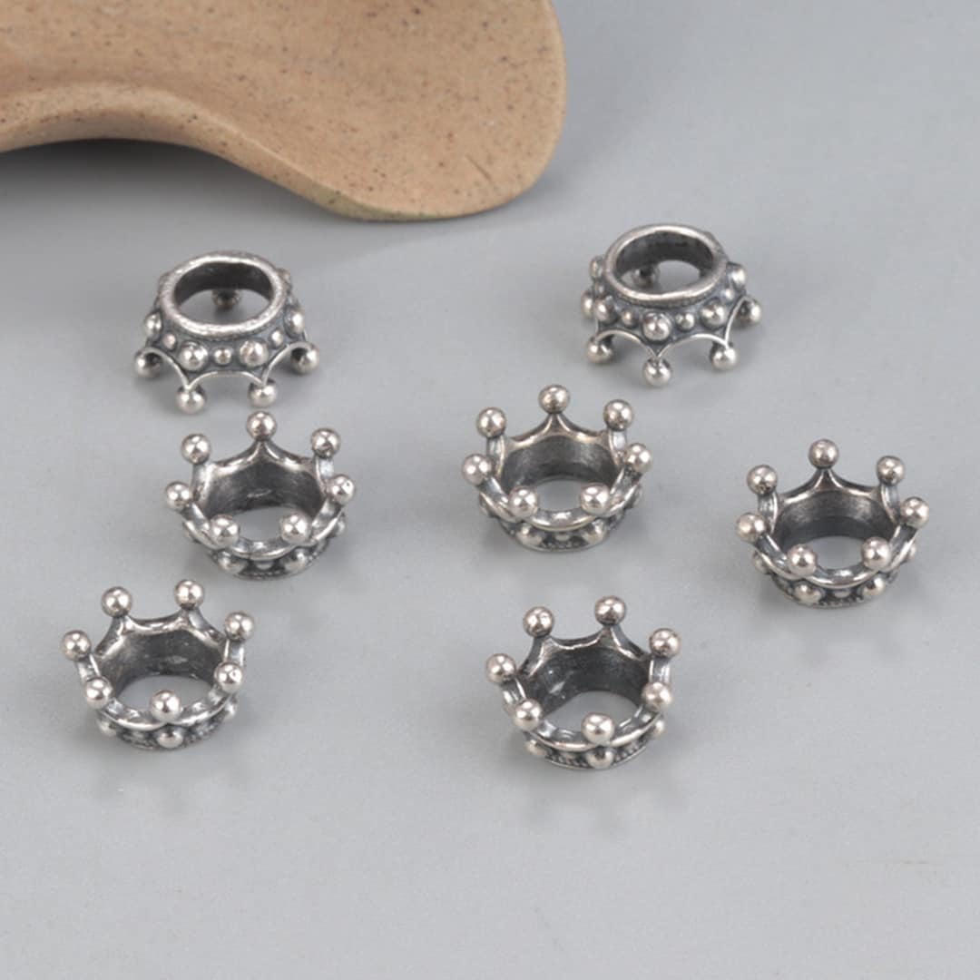 Sterling Silver Crown Bead, Queen Crown Beads, Necklace Bead, 925 ...