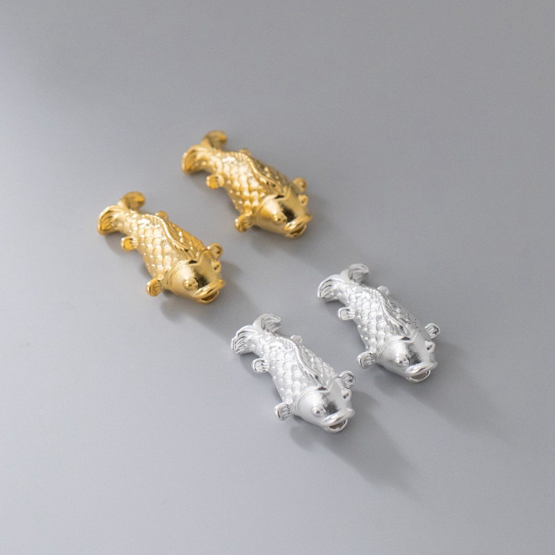 Sterling Silver Fish Beads, Sea Bead, Ocean Bead, Water Bead, Fishing ...