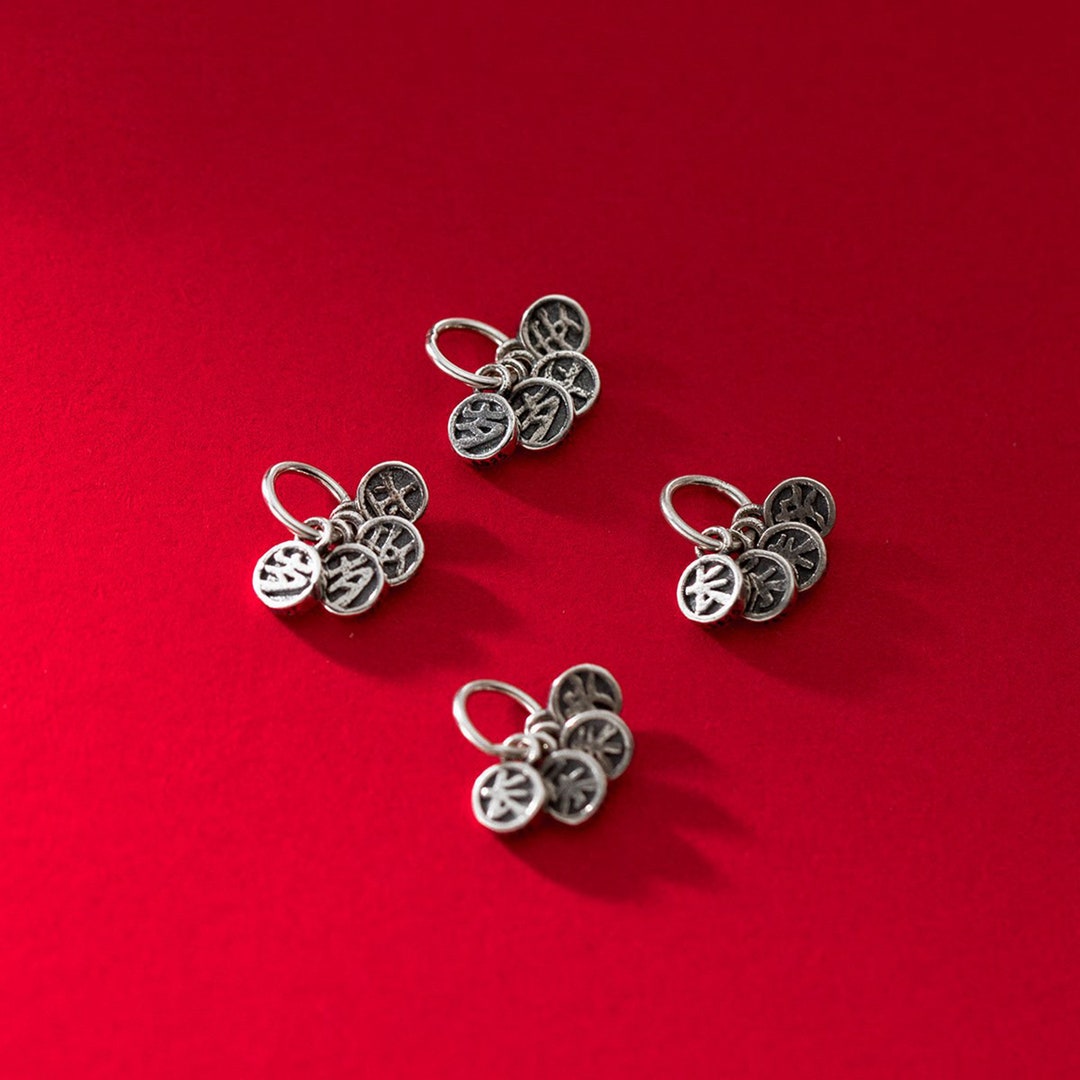 Sterling Silver Healthy &happiness Charm Lucky Word Charm,s925 Silver ...