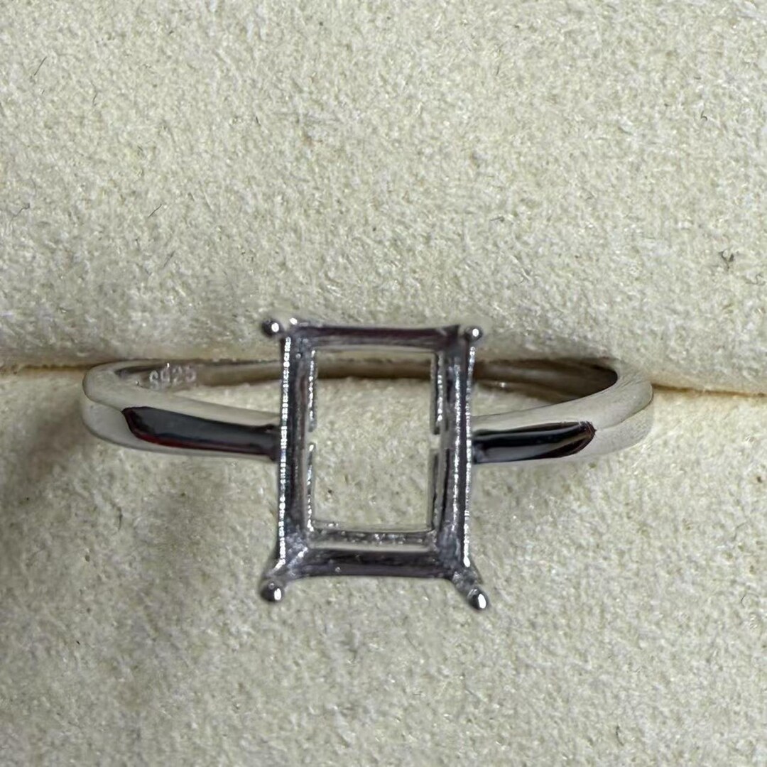Sterling Silver Rectangular Ring Setting, Rectangle Ring Head, 925 ...