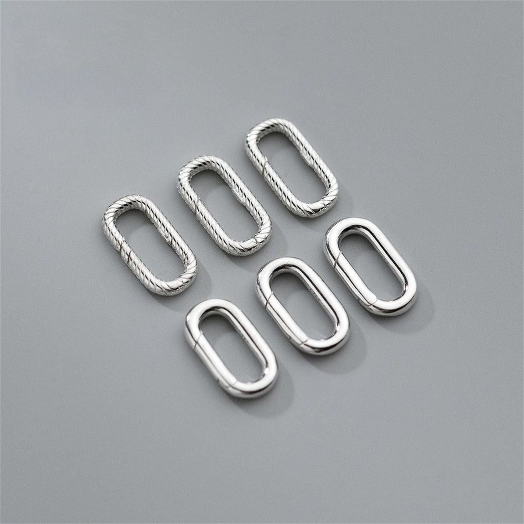 Sterling Silver Oval Clasp, 925 Silver Twist Hinged Clasp, Oval Push ...