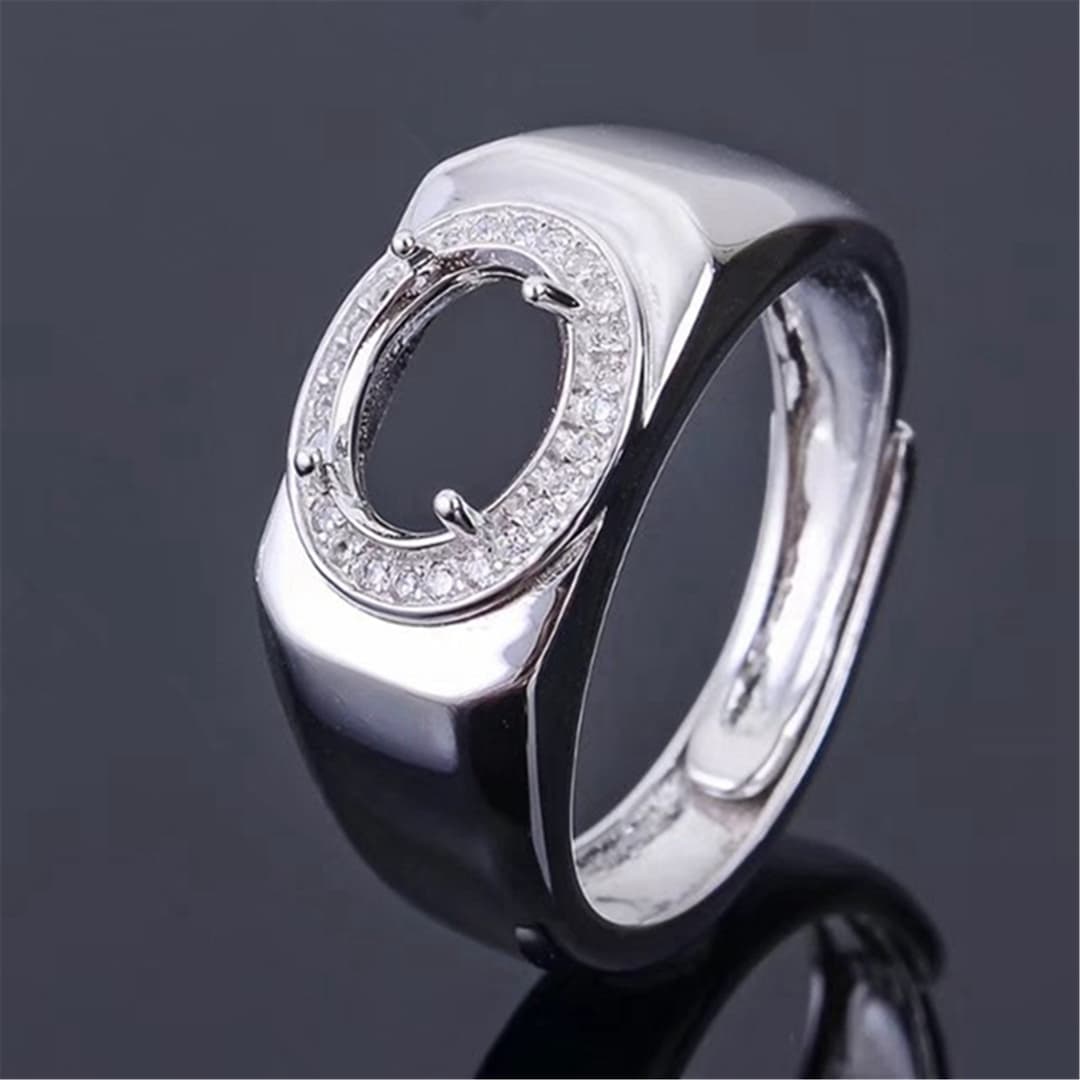 Sterling Silver Oval Ring Setting, Oval Ring Head, 925 Silver Ring Prong Setting With Claw ...