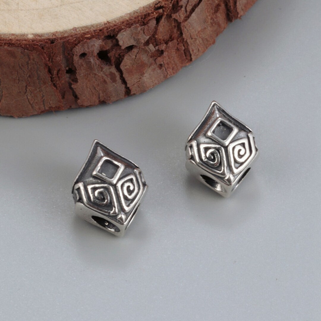 Sterling Silver Swirl Spiral Beads, 925 Silver Greek Key Bead, Hexagon ...