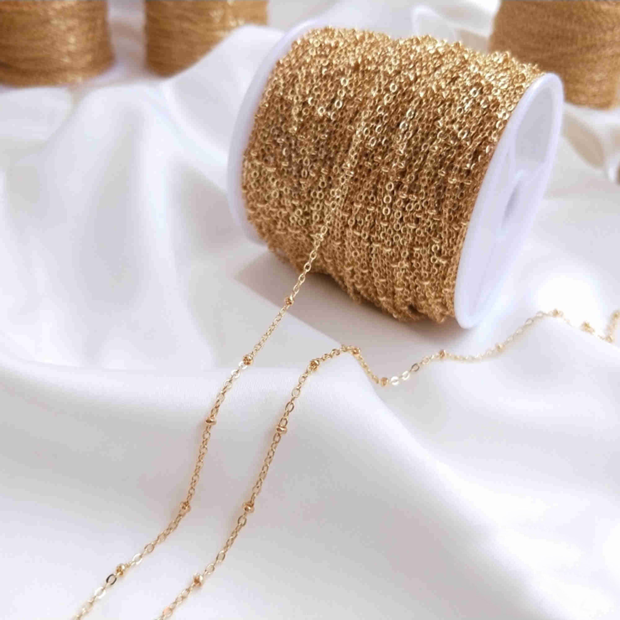 14K Gold Plated Ball Bead Chain Bulk Bead Chains Unfinished | Etsy