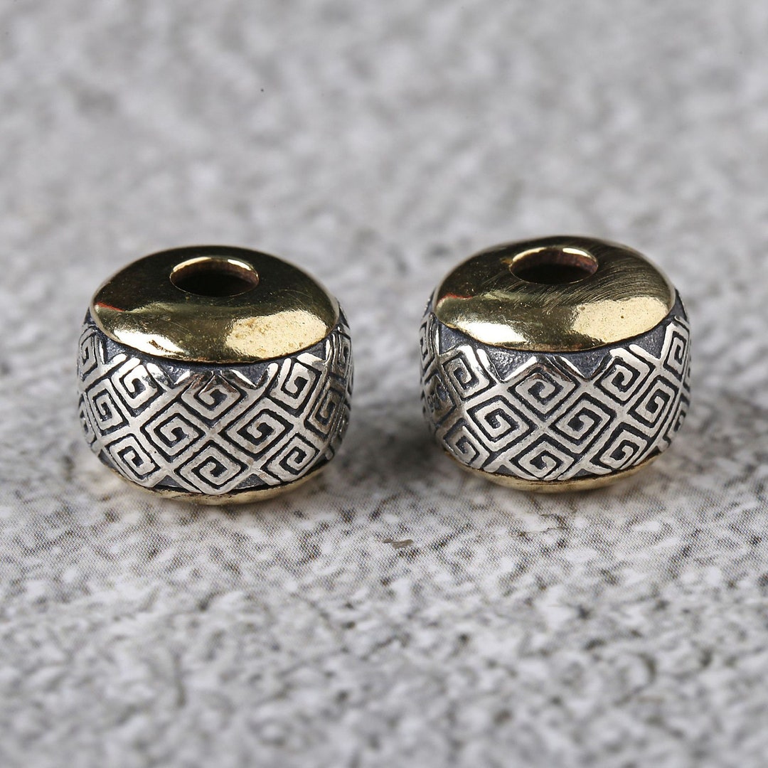 Sterling Silver Greek Key Beads, Silver Barrel Beads, 925 Silver ...