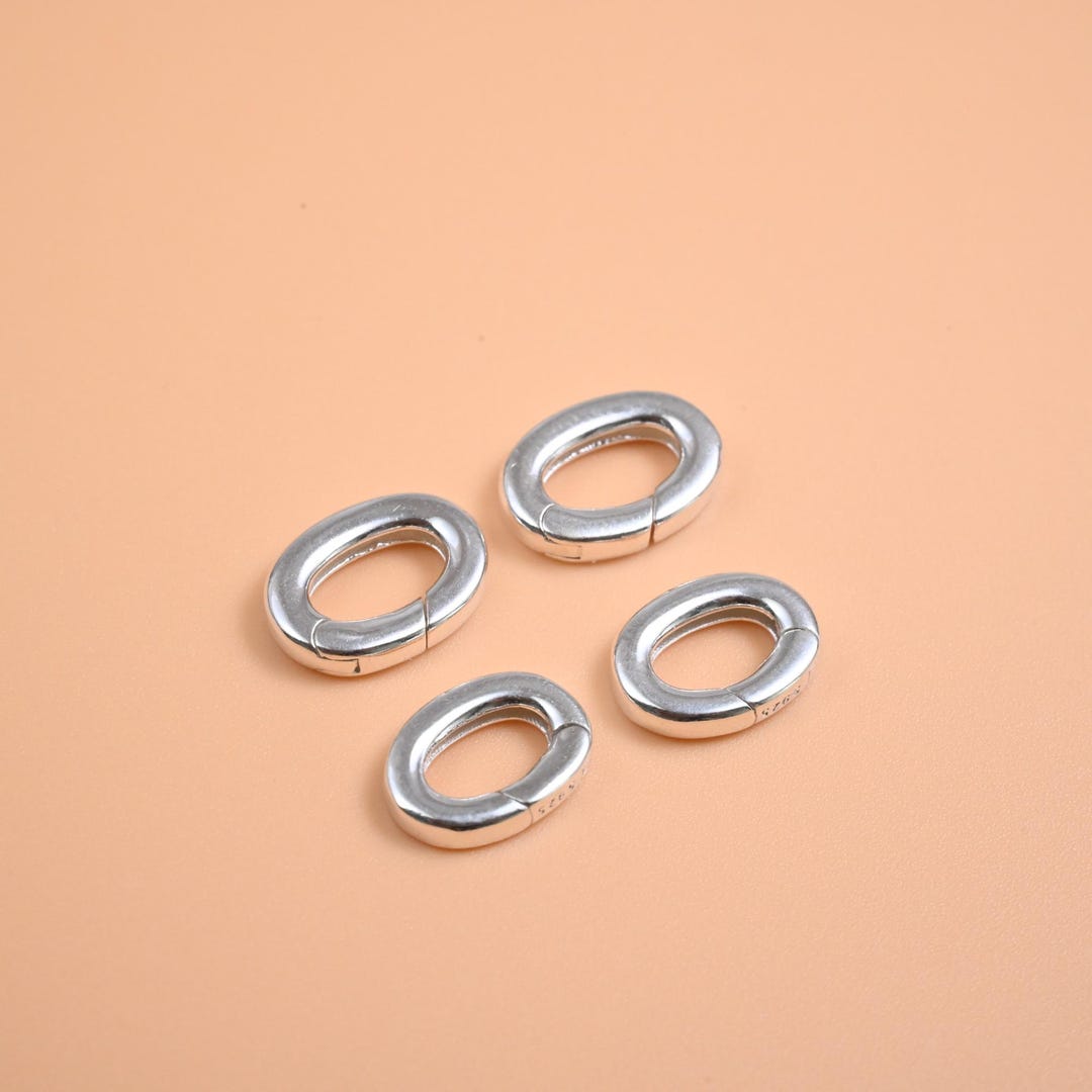 Sterling Silver Oval Clasps, Hinged Ring Clasps, Spring Gate Clasp ...
