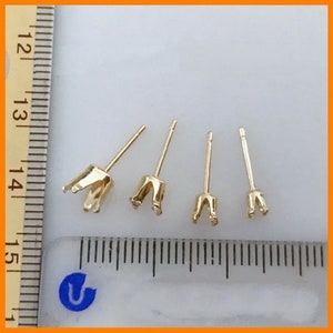 14K Gold Filled Stud Earring Setting, Four-prong Solitaire Post - Etsy