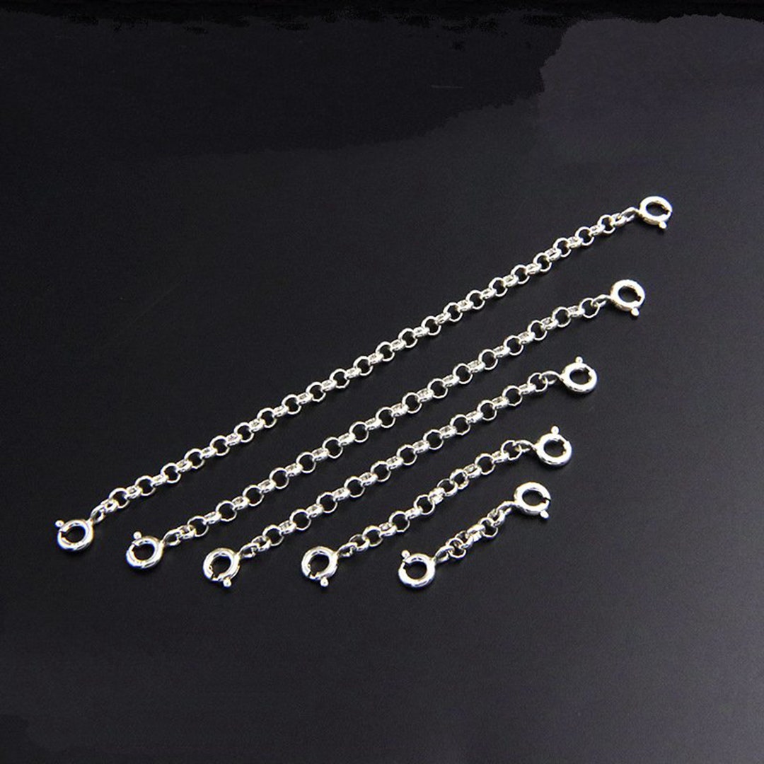 Sterling Silver Rolo Extension Chains W/ Ring Clasp, 925 Silver Belcher ...
