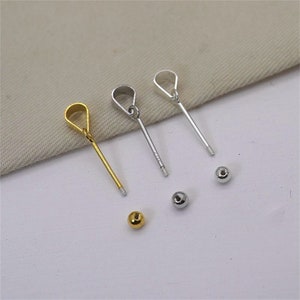 Sterling Silver Screw Pinch Bails With Round Ball End, Thread Pendant ...