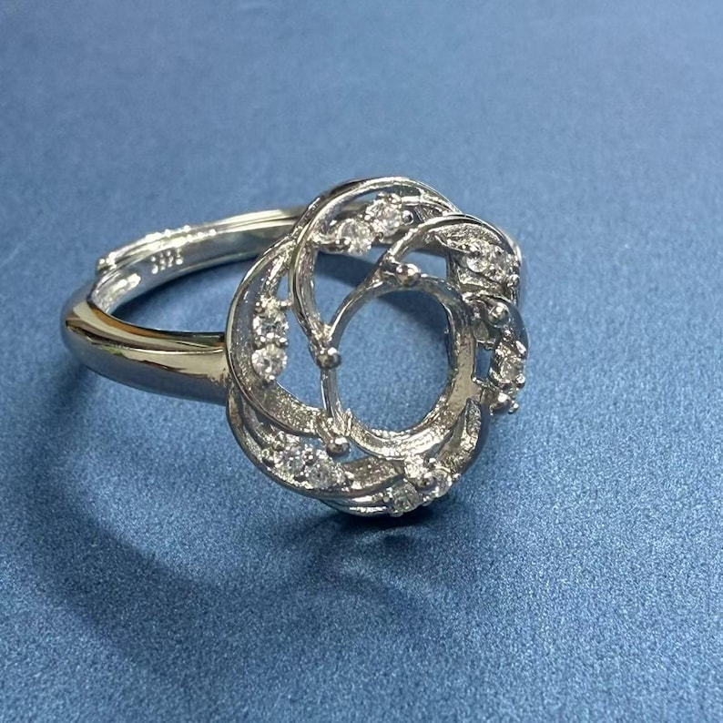 Sterling Silver Swirl Oval Ring Setting, DIY Ring Band (6*8mm 7*9mm) - Etsy