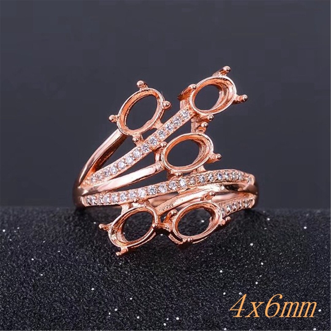 Sterling Silver Oval Ring Setting, Oval Ring Head, 925 Silver Ring Prong Setting W/ Claw ...