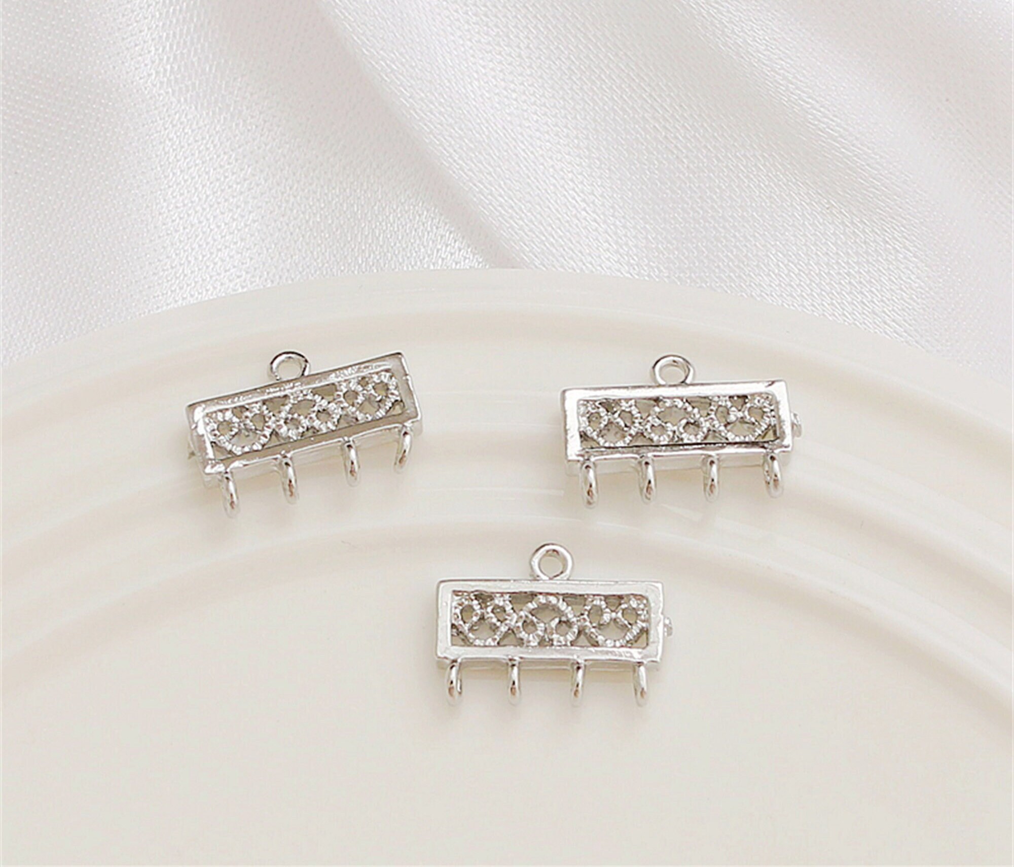 14K Gold Plated Brass Heart Bar Connector, Rectangle Necklace, Bar ...