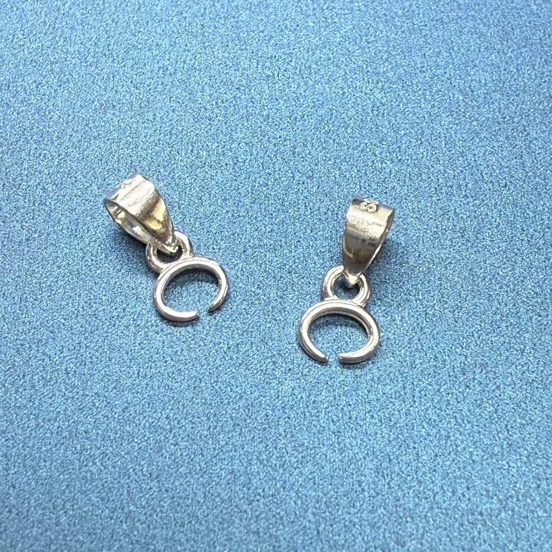 Sterling Silver Moon Charm Pendant, S925 Silver Half Moon Pinch Bails, Crecent Moon Pendant ...