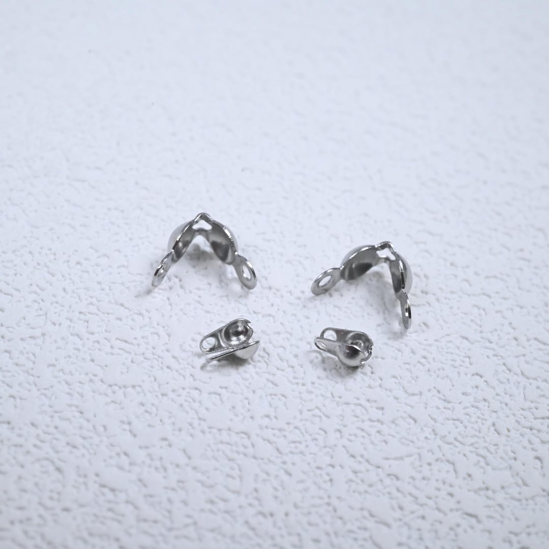 100pcs Stainless Steel Clamshell Bead Tips, Jewelry Making End Covers ...