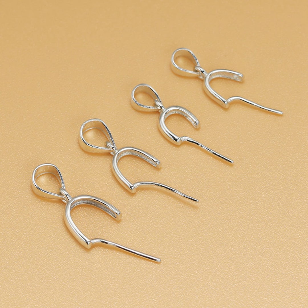 Sterling Silver Pinch Bails, Seed Hole Bail, 925 Silver Charm Pinch ...