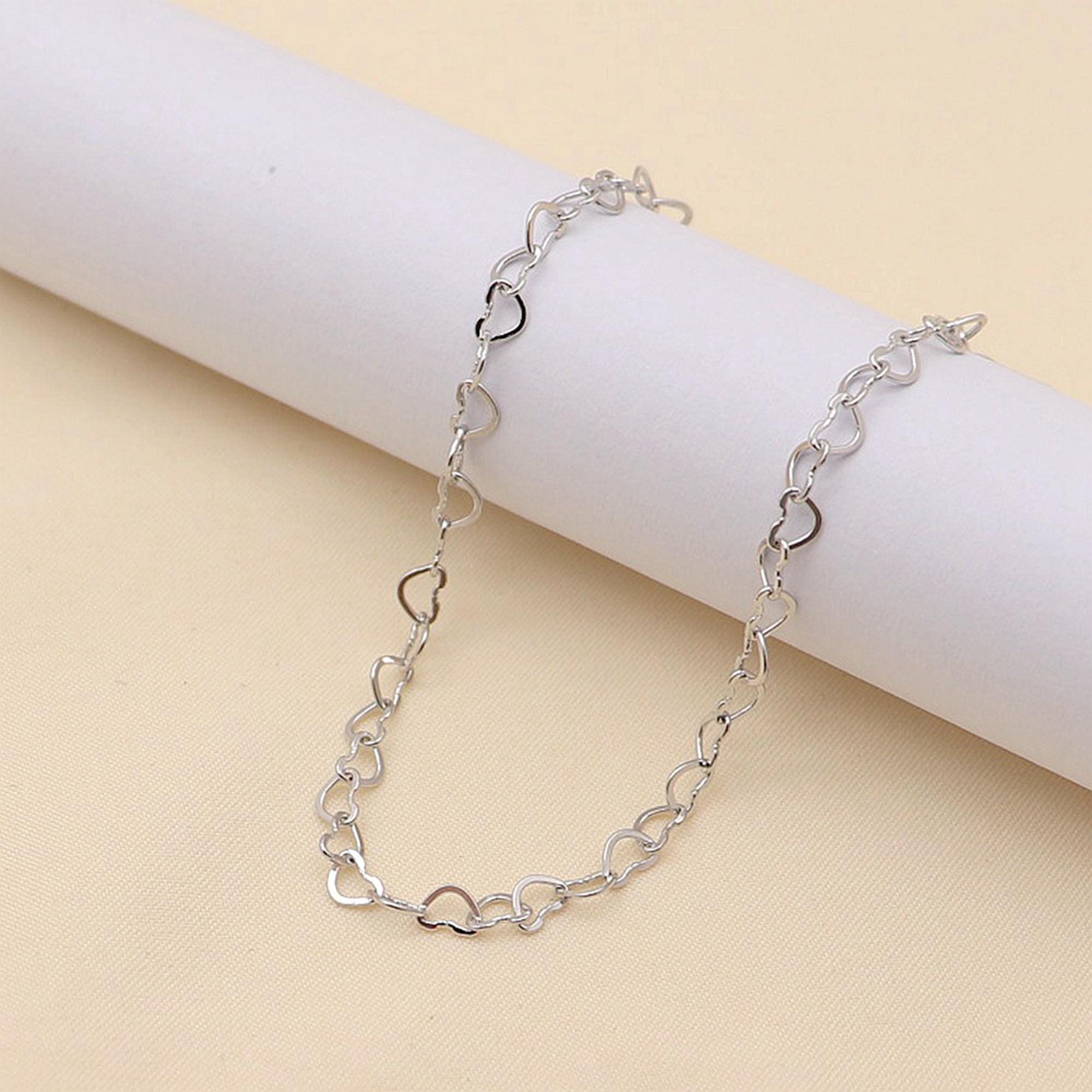 Sterling Silver Sparkle Heart Chain, Bulk Plain Heart Chains ...