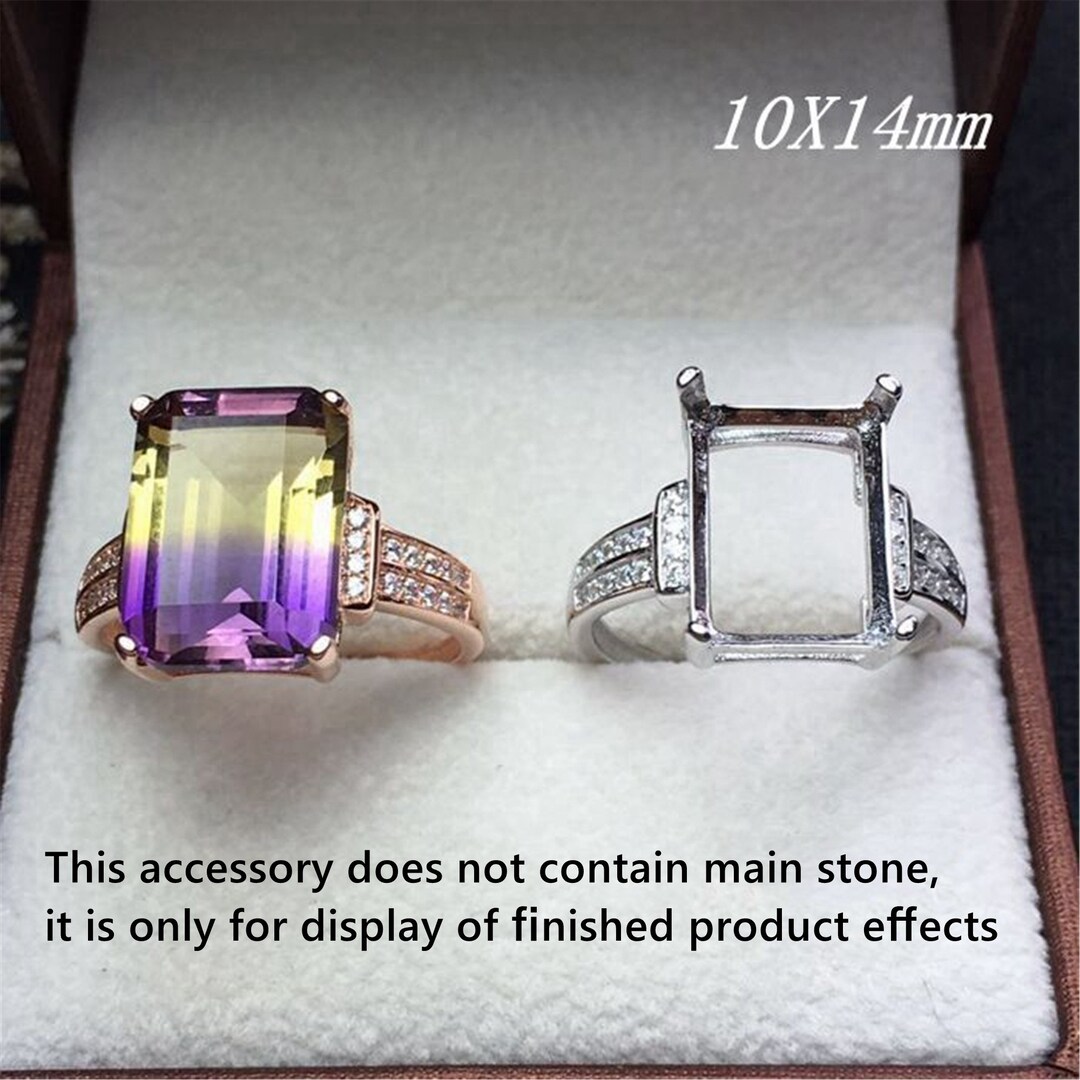 Sterling Silver Rectangular Ring Setting, Rectangle Ring Head, Silver ...