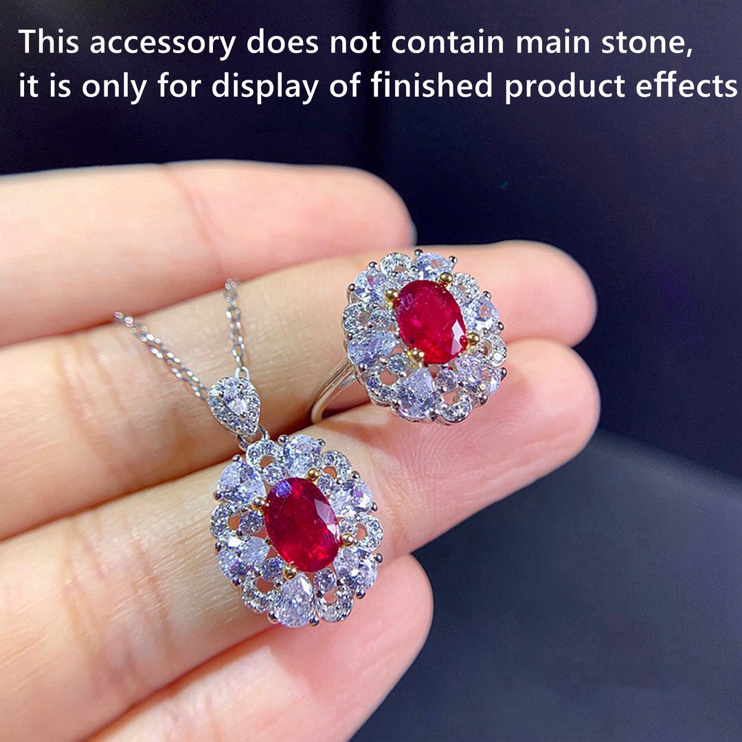 Sterling Silver Oval Ring Setting, Oval Ring Head, 925 Silver Ring ...