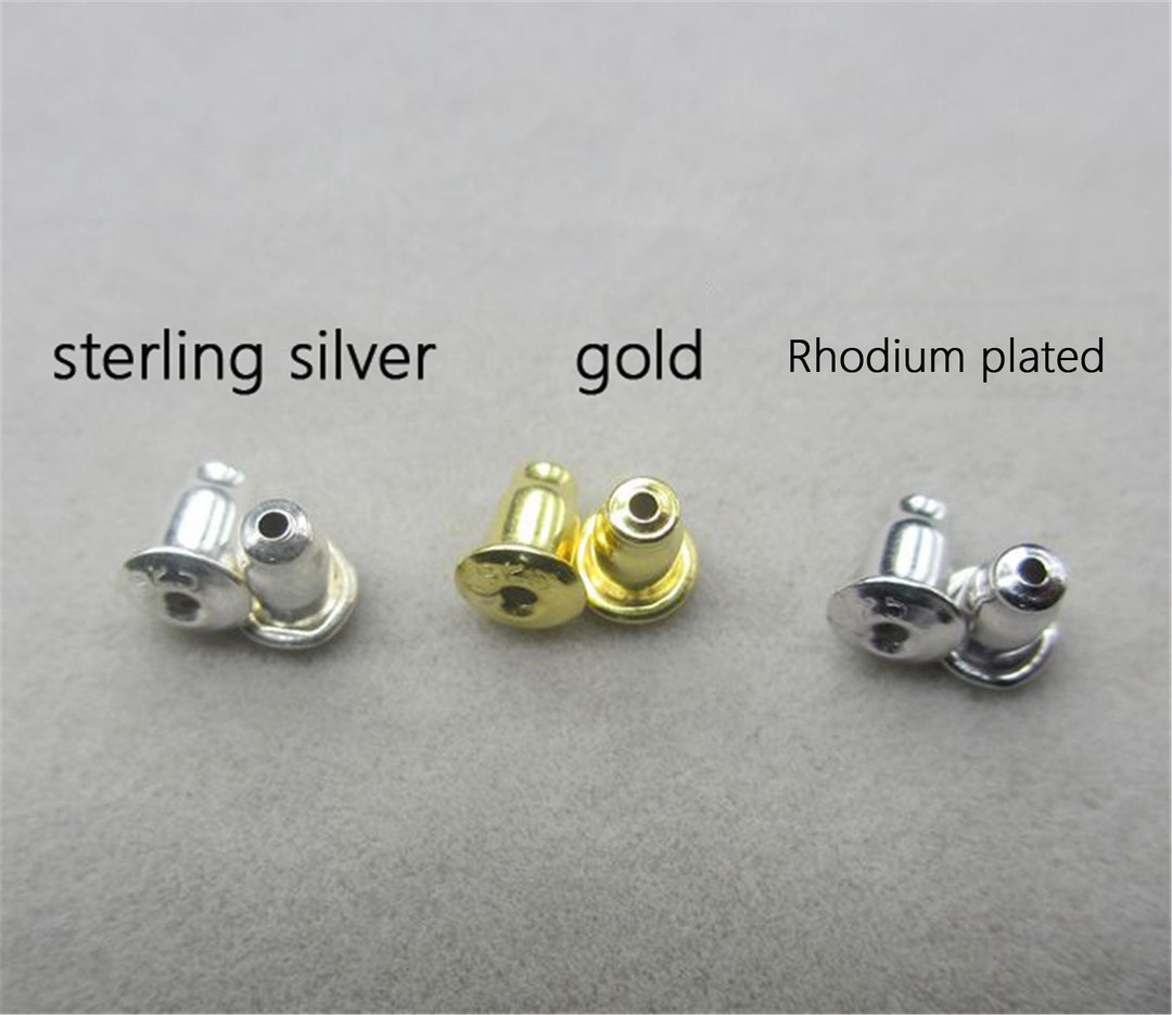 Sterling Silver Earring Backs Bullet Clutch, 925 Silver Ear Backing ...