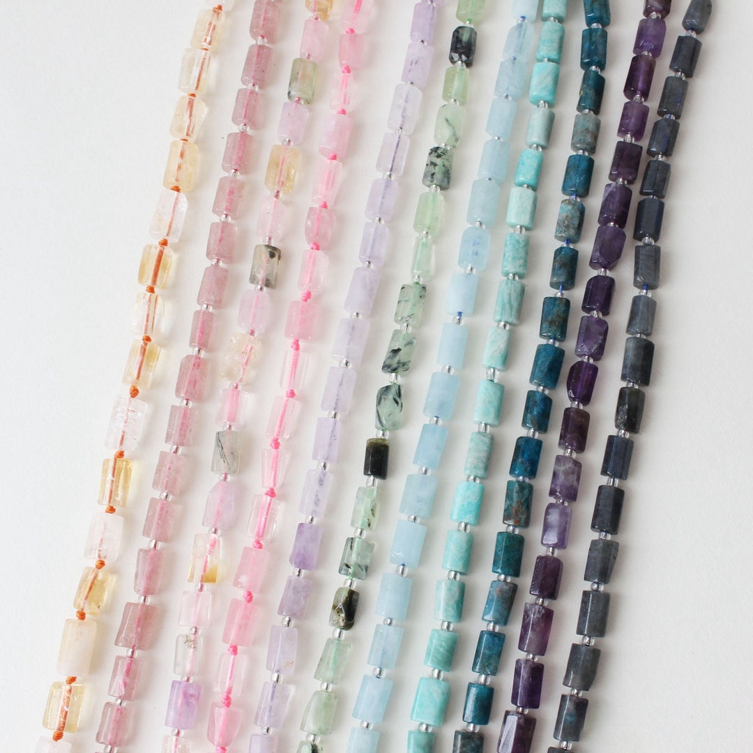 Natural Gemstone Cylinder Tube Beads, Crystal/ Quartz / Amethyst ...