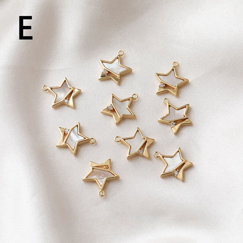 14K Gold Plated Shell Moon Connector Charm Gold Tone Clover - Etsy