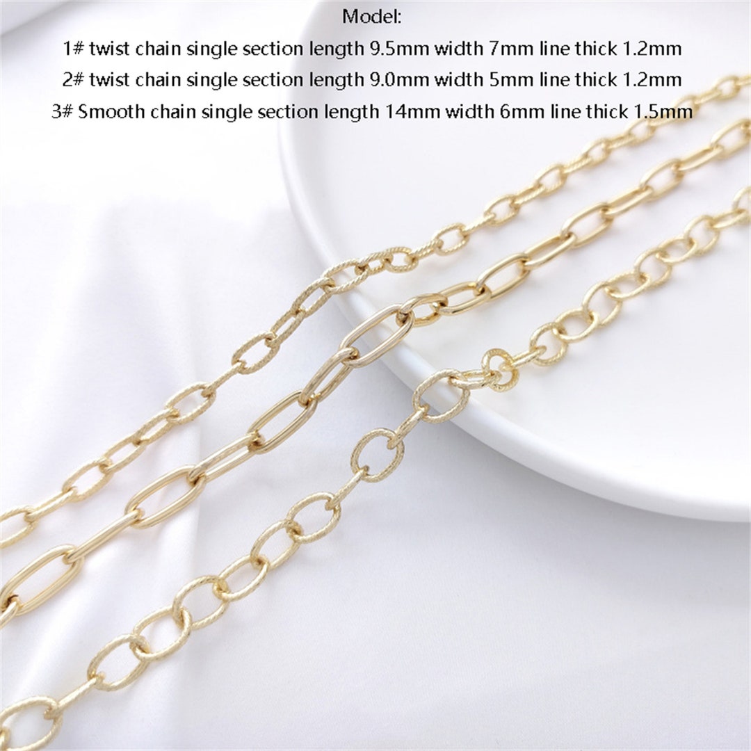 14K Gold Plated Twist O Shaped Chain, Bulk Oval Chains, Unfinished ...