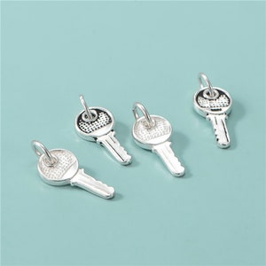 Sterling Silver Small Key Charms, 925 Silver Key Charm, Key Charms ...