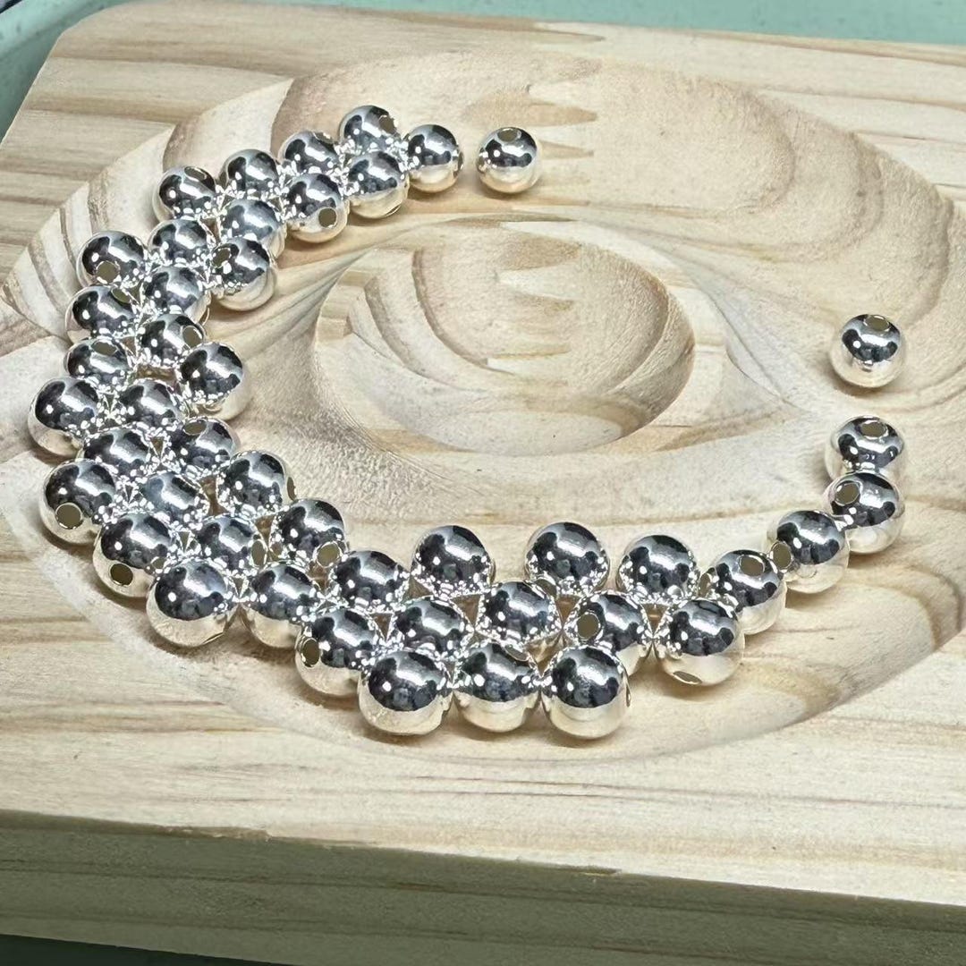 Sterling Silver Beads, Sterling Silver Seamless Round Beads, 925 Silver ...