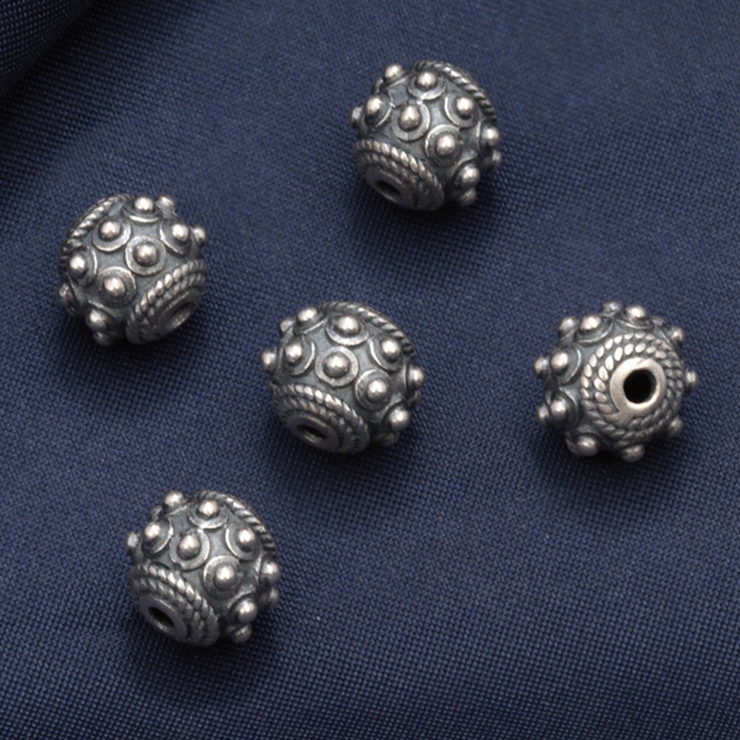 Sterling Silver Round Beads, 925 Silver Baule Tribal Beads, Vintage ...