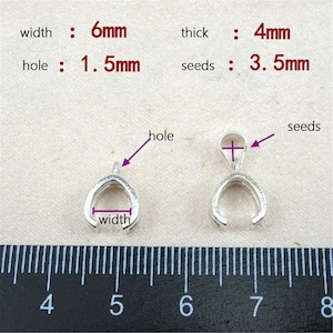 Sterling Silver Pinch Bails, S925 Silver Pinch Bail, Pendant Bail Jewelry Making Supplies ...