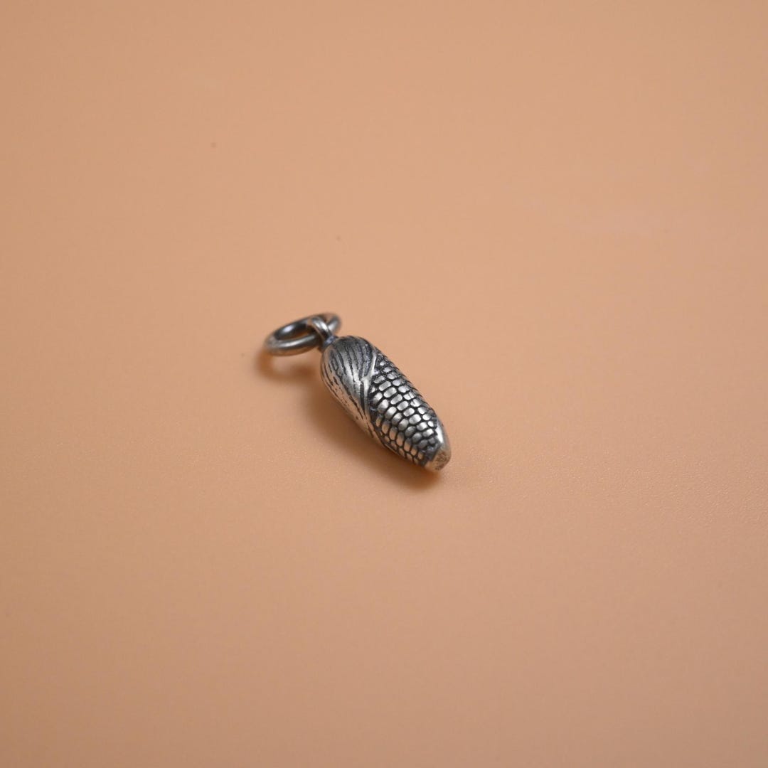 Sterling Silver Corn Charm Pendant, Harvest Jewelry - Etsy