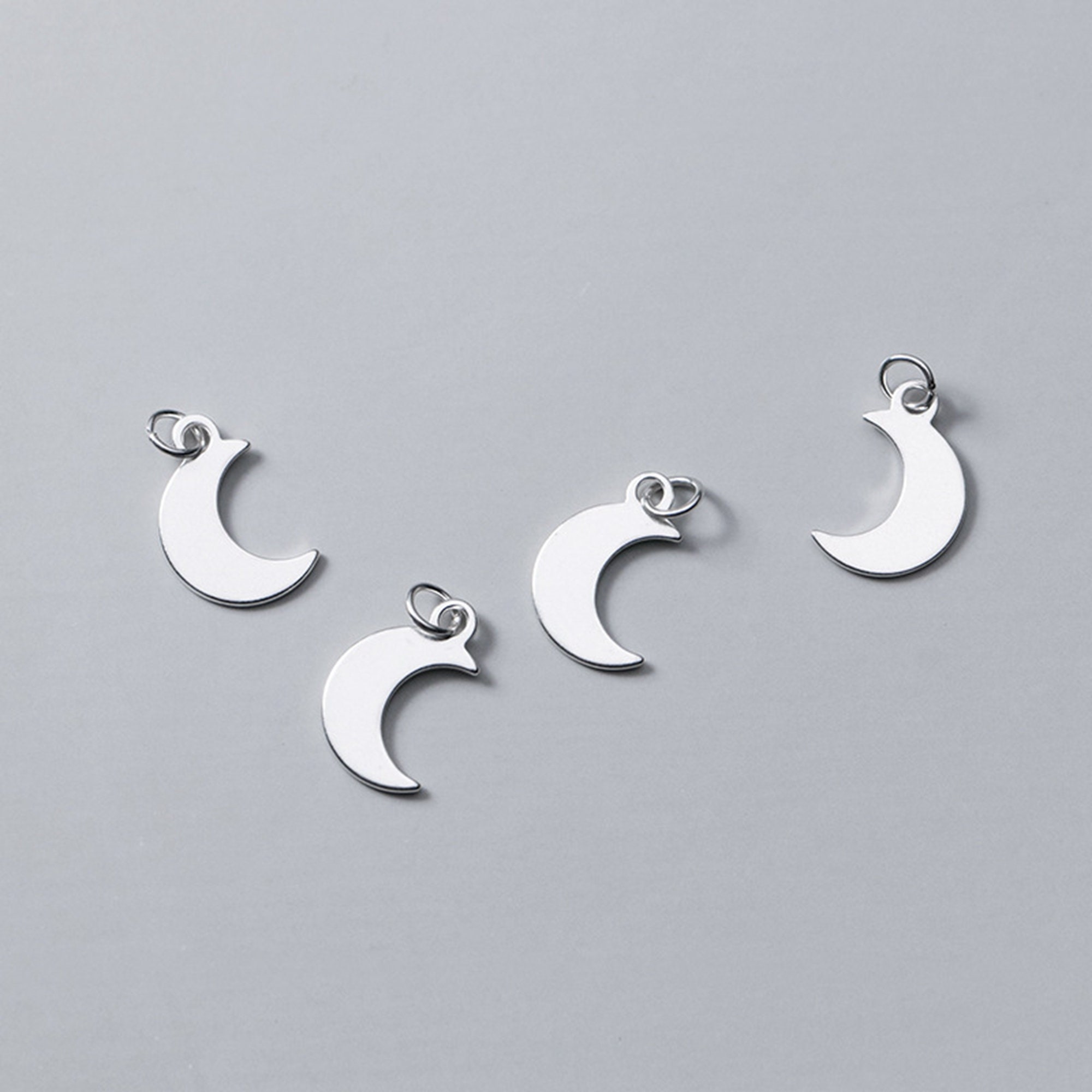 S925 Sterling Silver Moon Charms Small Charm Moon Charm - Etsy