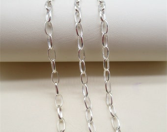 Sterling Silver Oval Rolo Chain, S925 Silver Oval Belcher Chain for ...