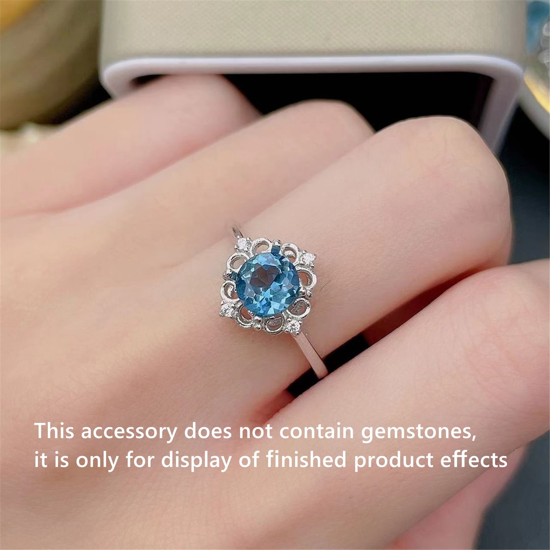 Sterling Silver Round Ring Setting, Round Ring Head, 925 Silver Ring ...