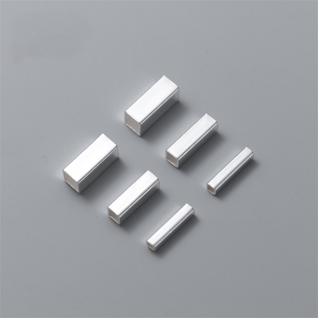 Sterling Silver Rectangle Tube Beads, Plain Tube Bead, Straight Cut ...