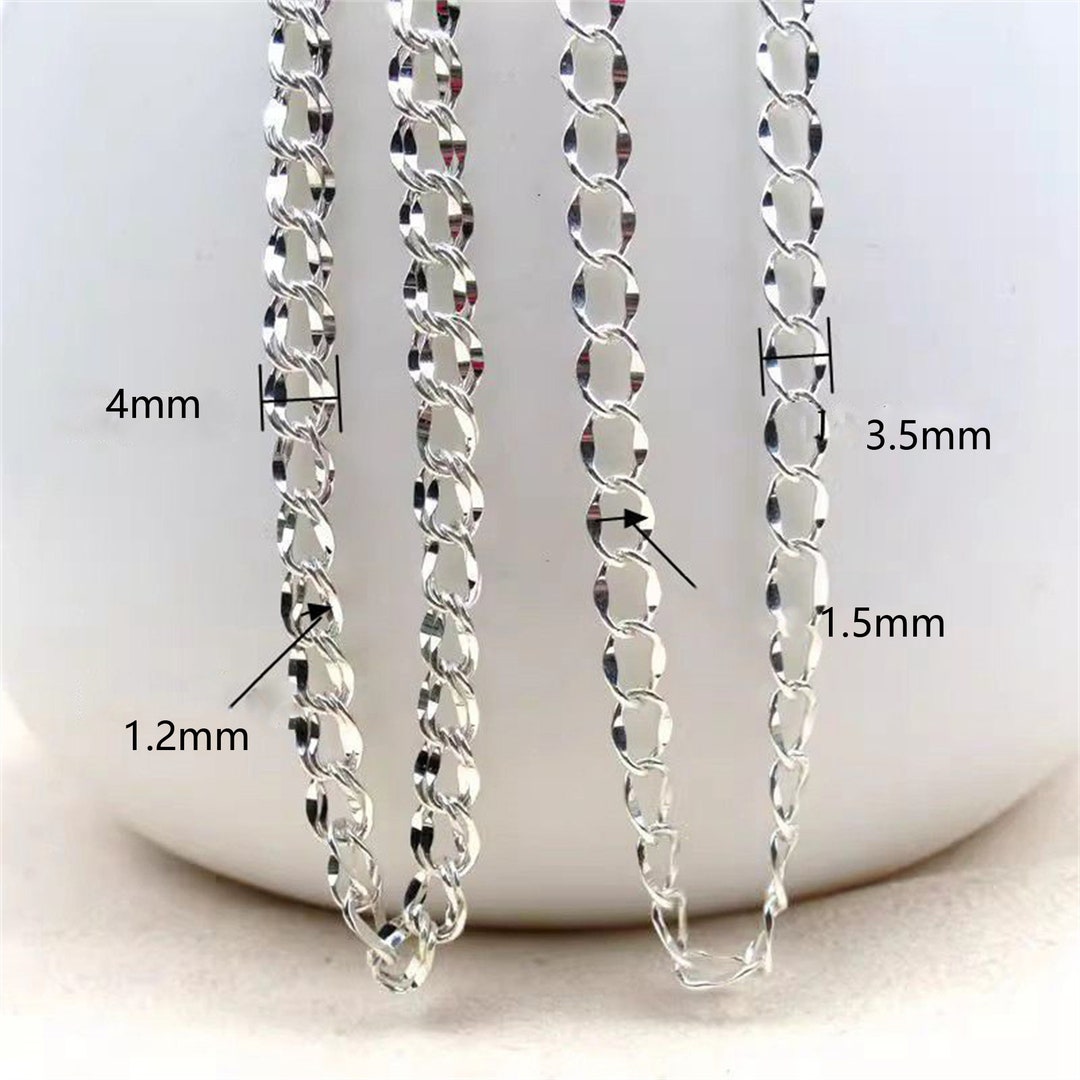 Sterling Silver Curb Chain, Silver Double Curb Chain for Extension ...